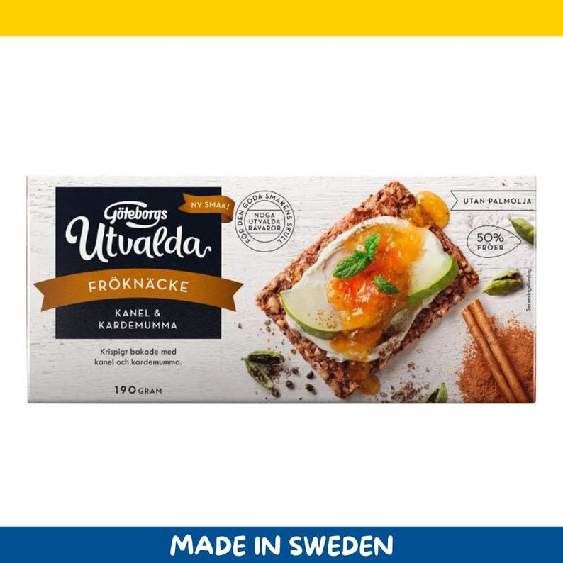 Fröknäcke Cinnamon & Cardamom Crispbread – 2 Pack (2 × 190g / 2 × 6.7 Oz) by Göteborgs Utvalda ...