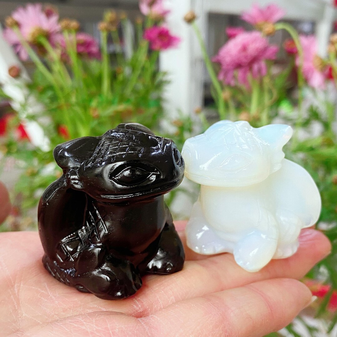 Obsidian & Opalite Toothless,quartz Animal， Natural Crystal Sculpture ...