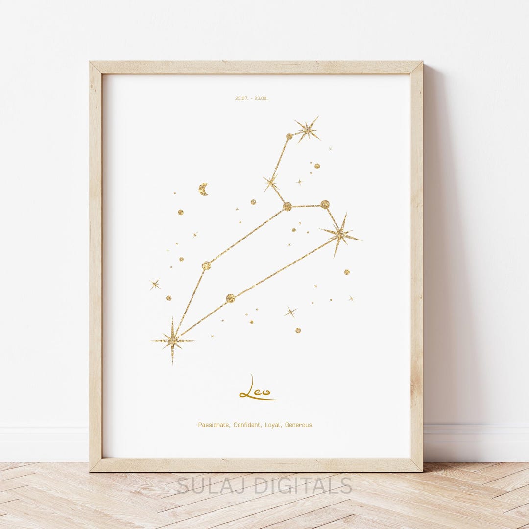 Leo Constellation Poster Minimalist | Zodiac Sign Digital Wall Art for ...