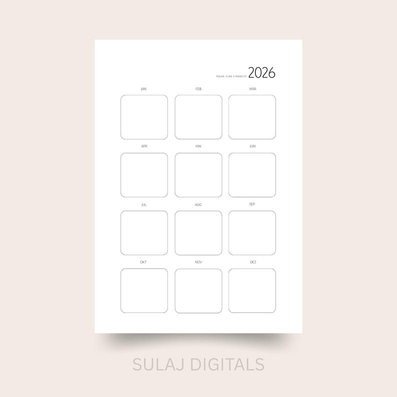 Vision Board 2026 Deutsch | 12 Monate Meilensteine & Reflexion | A4 PDF ...