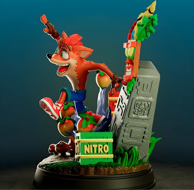 Crash Bandicoot Style STL Figurine | Cartoon Marsupial Adventurer Model ...