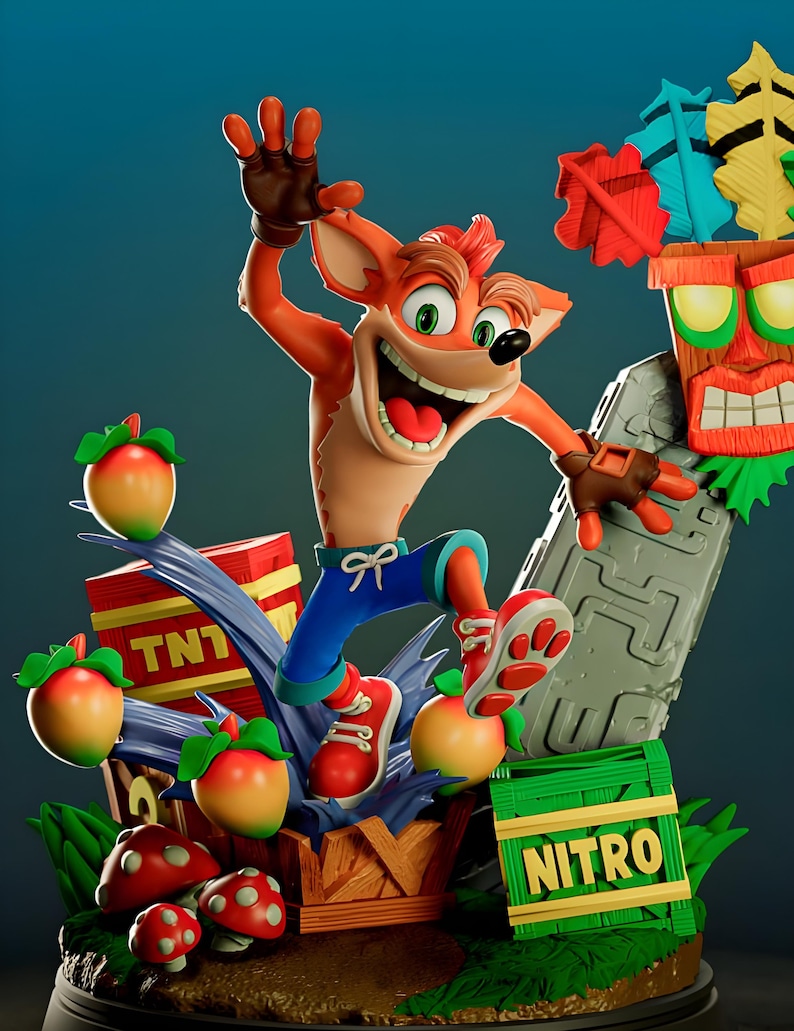 Crash Bandicoot Style STL Figurine | Cartoon Marsupial Adventurer Model ...