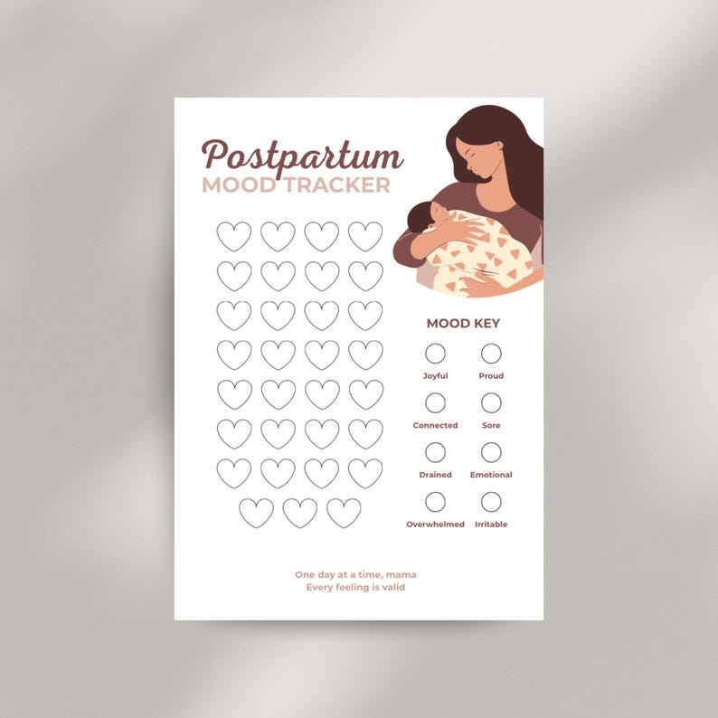 Postpartum Mood Tracker – Brunette Mom Printable (digital Download ...