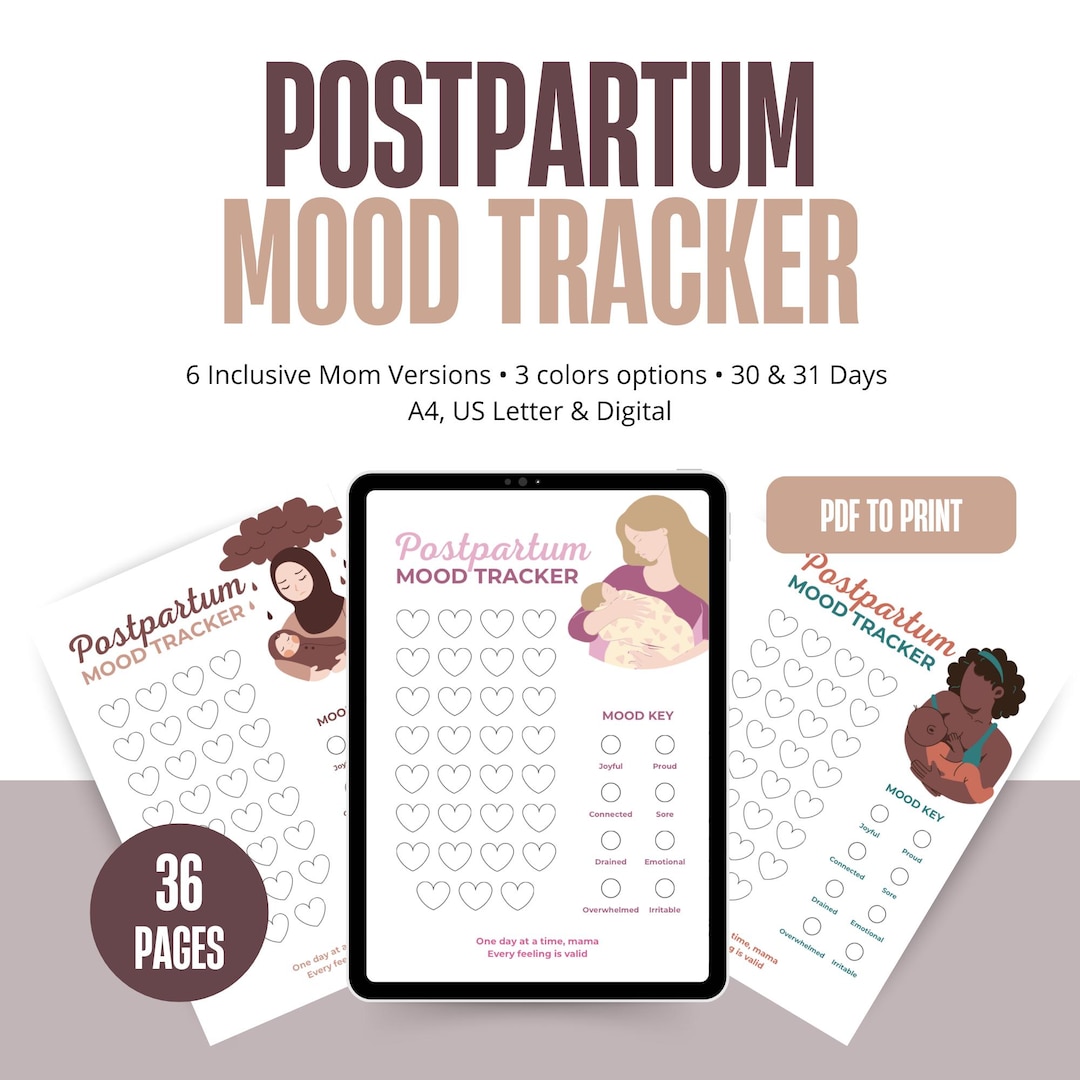 Postpartum Mood Tracker – Printable Self-care Journal (digital Download ...