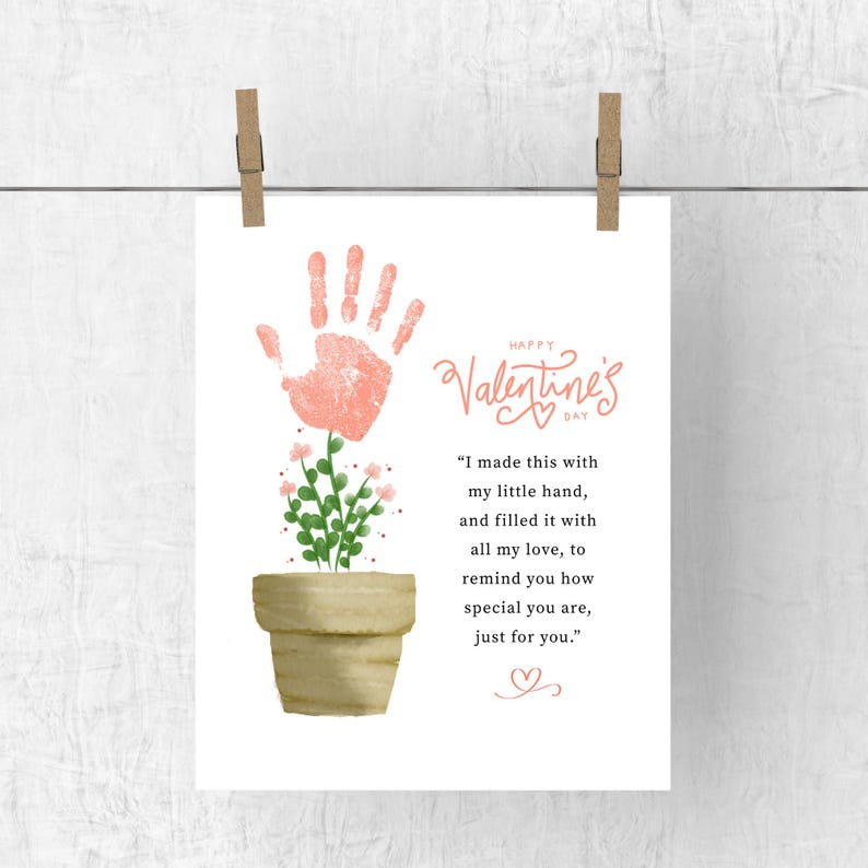 Valentine's Day Flower Handprint Craft, Toddler Preschool Activity, DIY ...