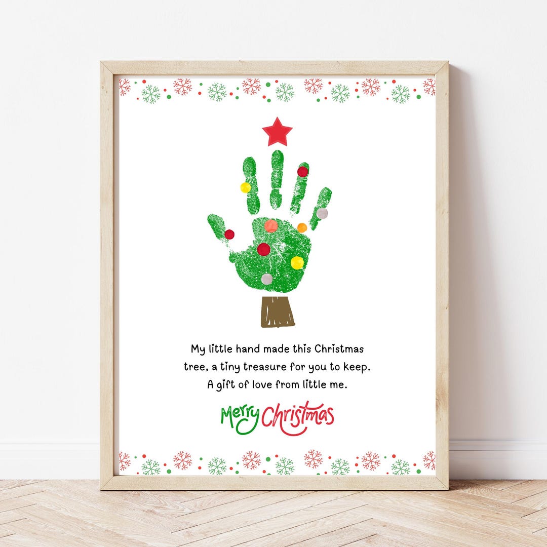 Christmas Handprint Tree Art With Poem, DIY Kids Keepsake Gift for ...