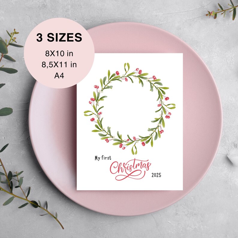 Mistletoes Christmas Footprint Craft Template, My First Christmas ...