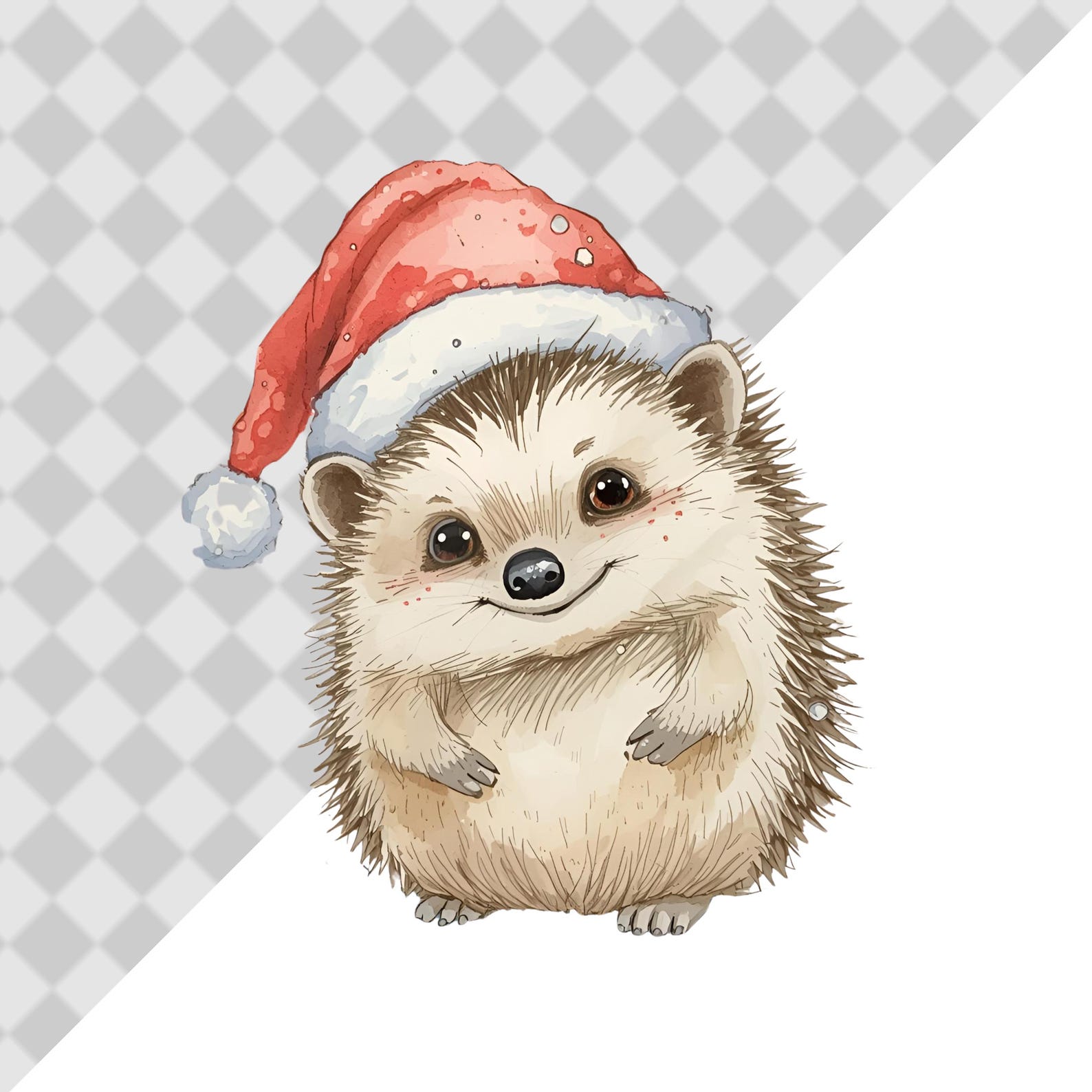 Watercolor Christmas Hedgehog Clipart – Holiday Animal (digital ...