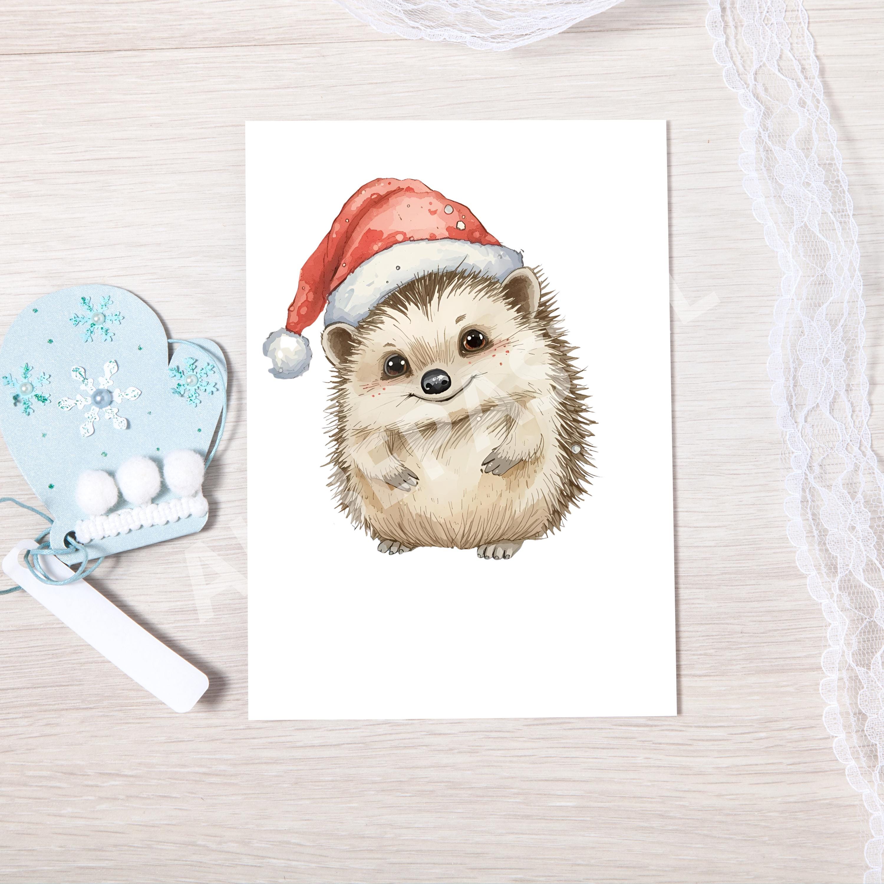 Watercolor Christmas Hedgehog Clipart – Holiday Animal (digital ...