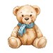 Watercolor Baby Bear Clipart: Blue Scarf Nursery Art (PNG Digital ...