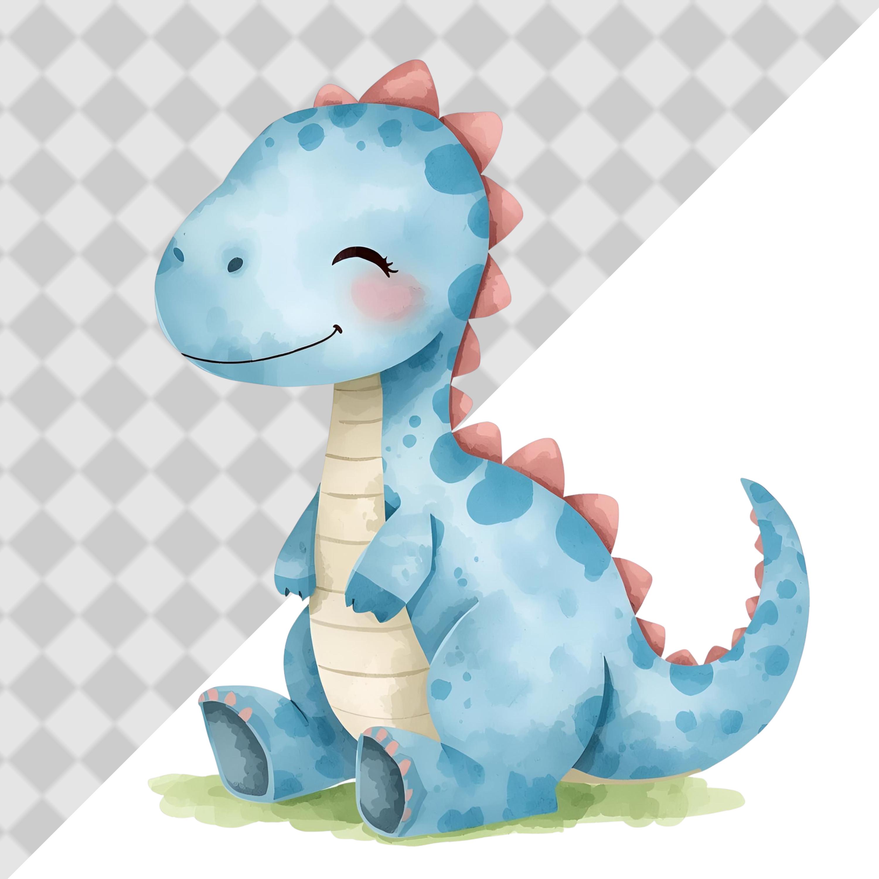 Blue Dinosaur Watercolor Clipart: Floral Dino PNG (digital Download) - Etsy