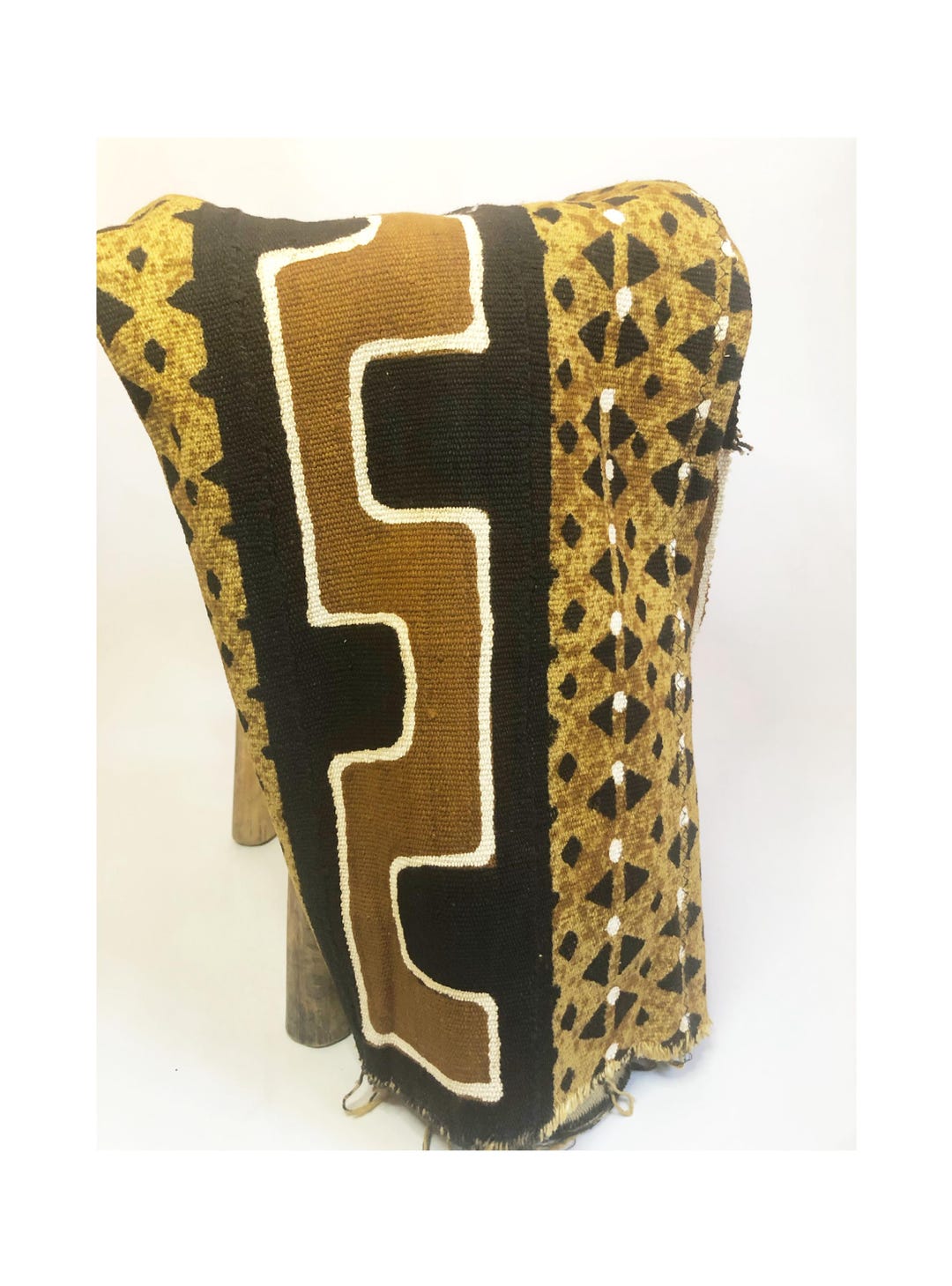Black, Brown and Yellow Bogolan Loincloth With Geometric Patterns ...