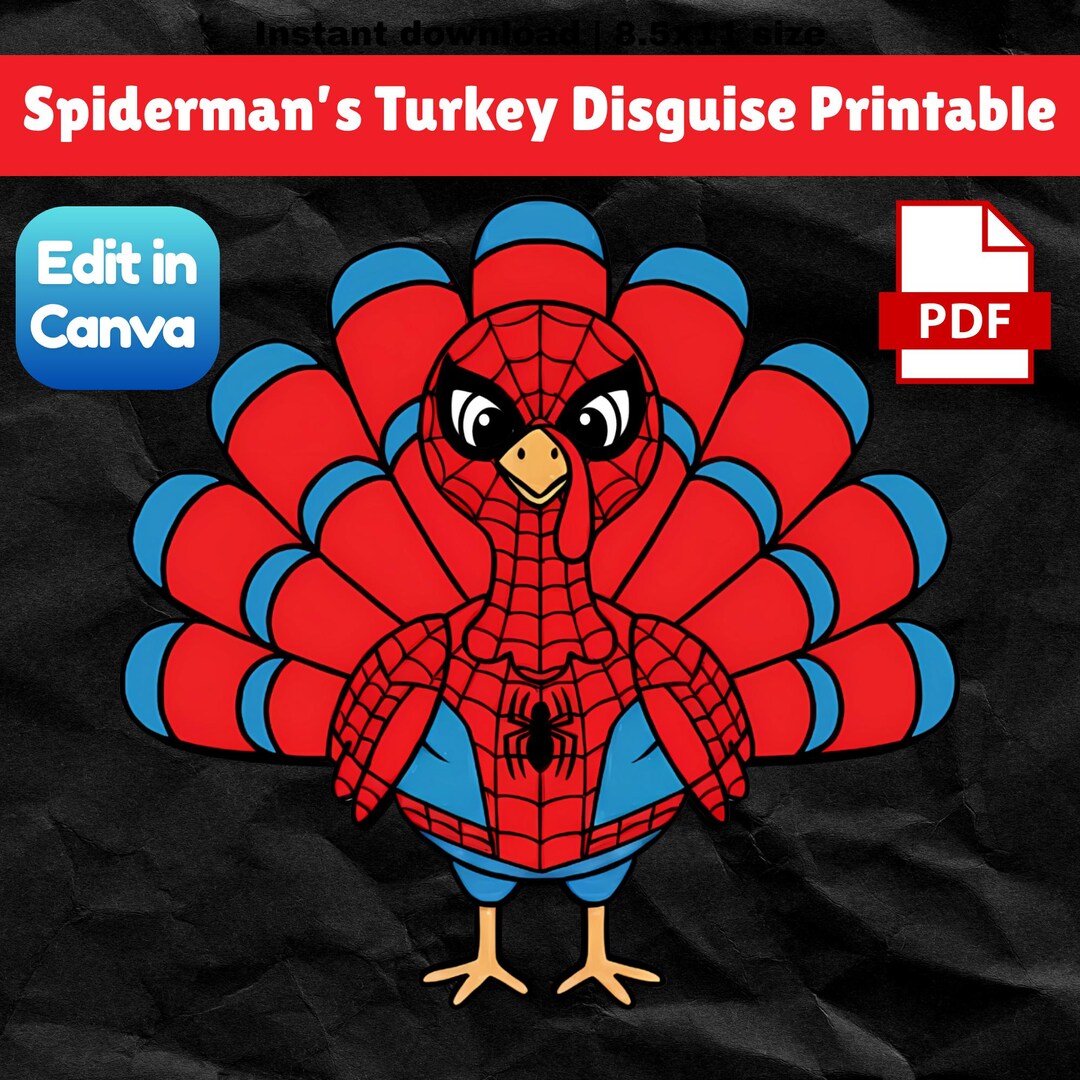 Spiderman Disguise a Turkey Printable - Superhero Thanksgiving Craft ...