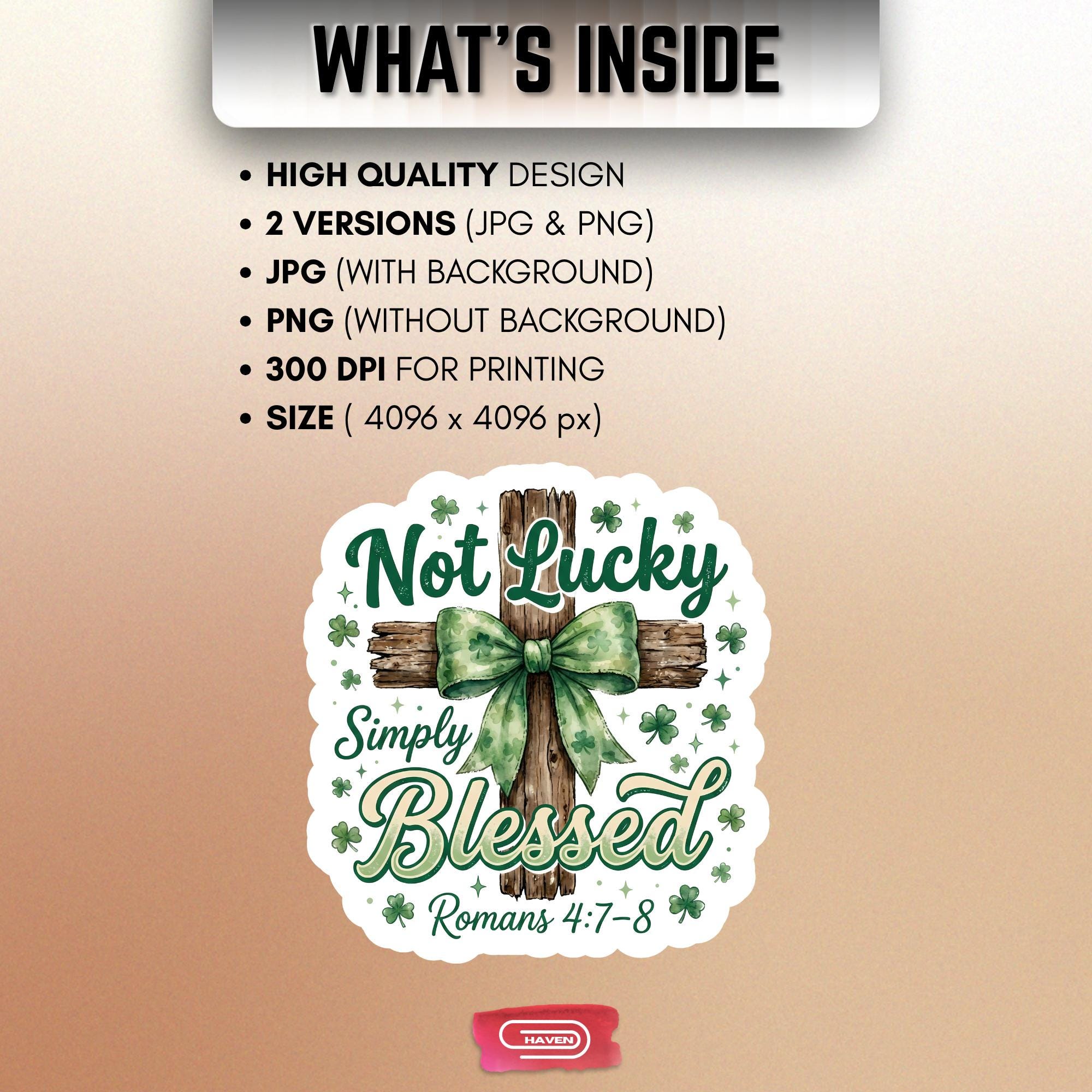 Not Lucky Simply Blessed PNG, Christian St Patricks Day Sublimation ...