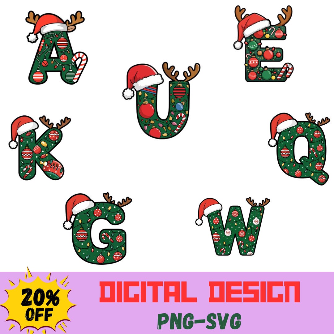 Christmas Alphabet & Numbers - Festive Printable Art - Etsy