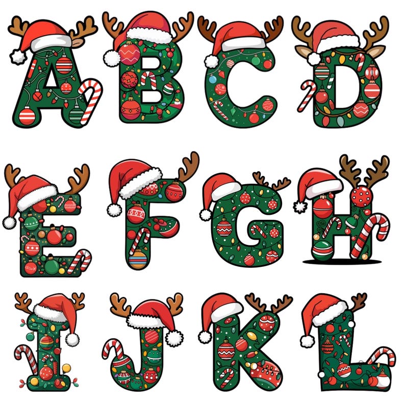 Christmas Alphabet & Numbers - Festive Printable Art - Etsy