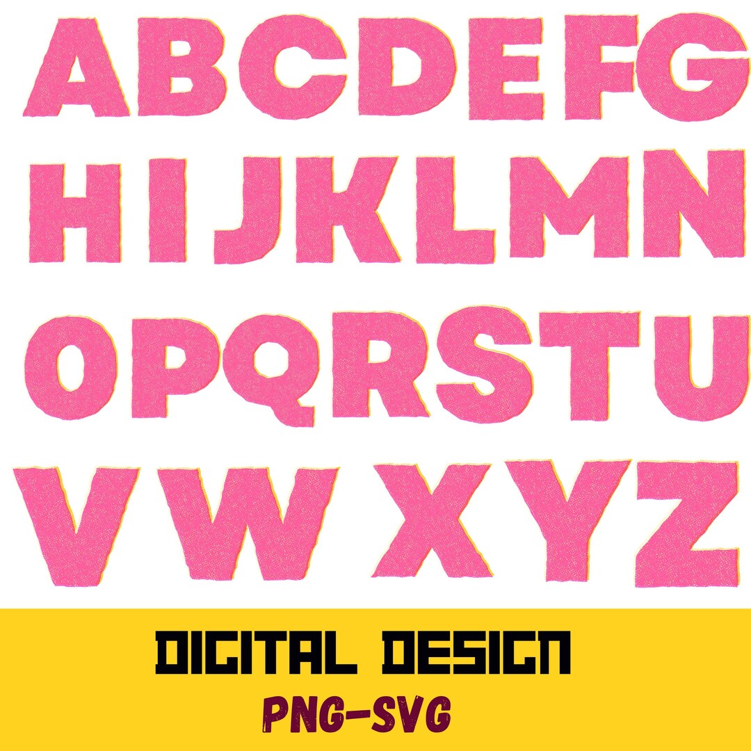 Pink Alphabet PNG SVG | Bold Letter Font Set - Etsy