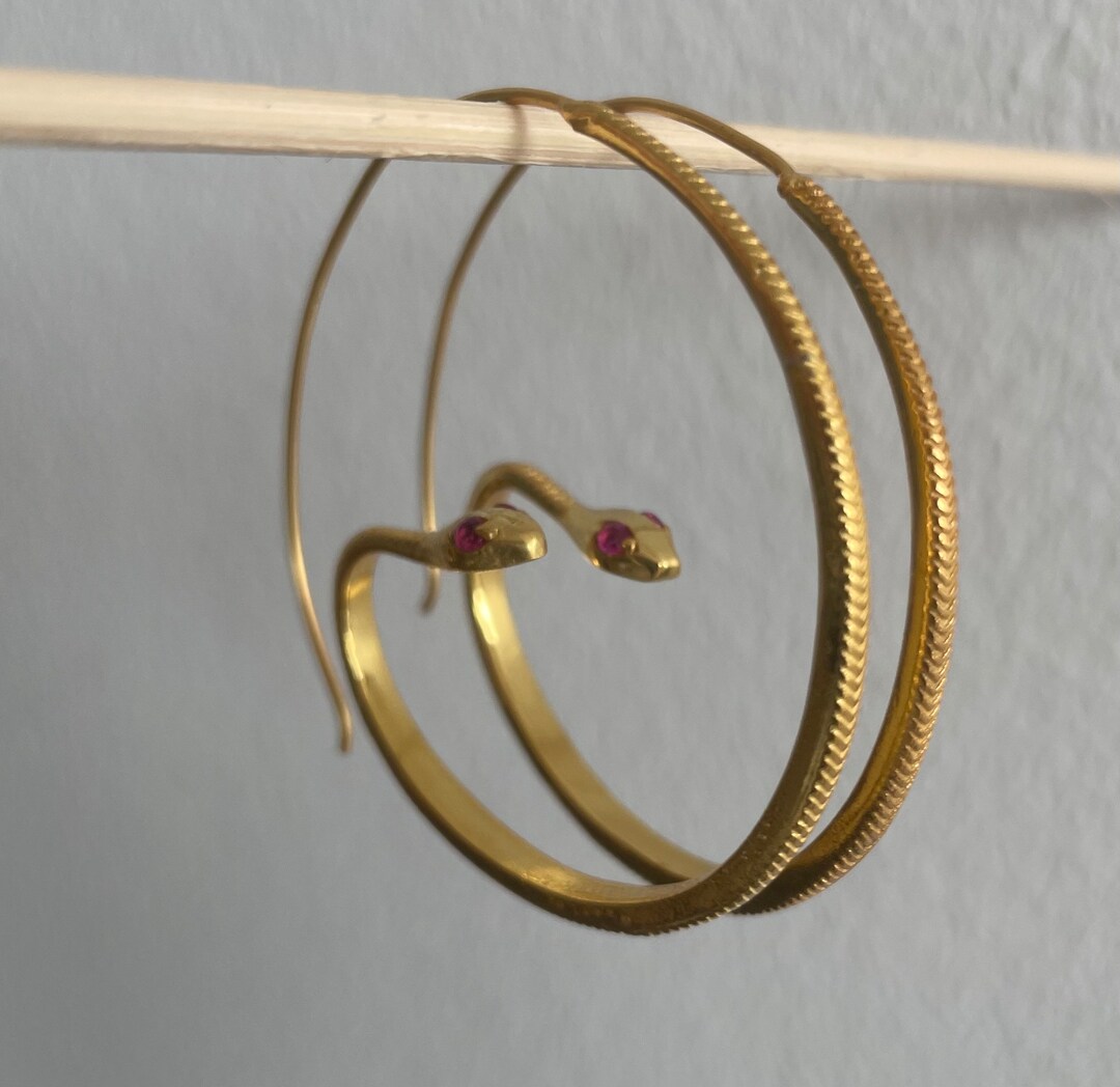 Subtle Snake Hoop Earrings, Snakeskin Hoops - Etsy