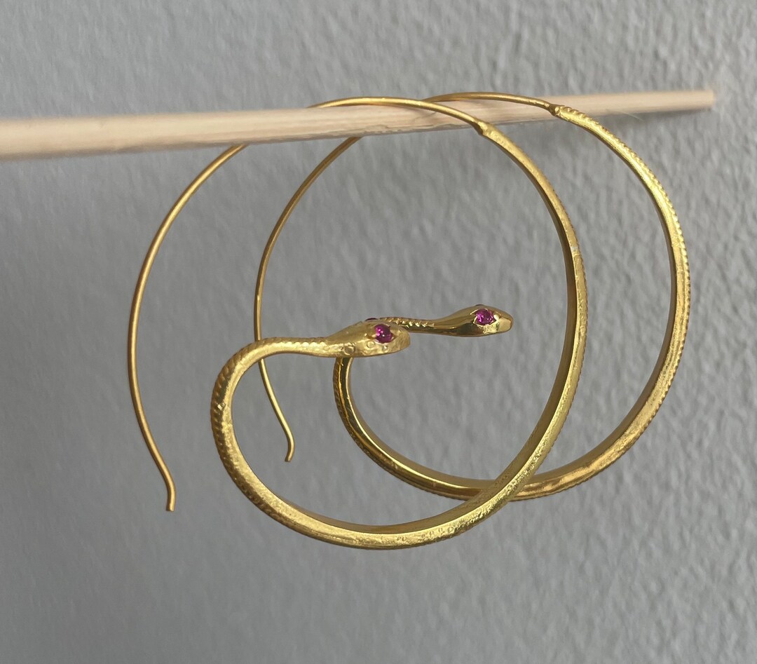 Subtle Snake Hoop Earrings, Snakeskin Hoops - Etsy