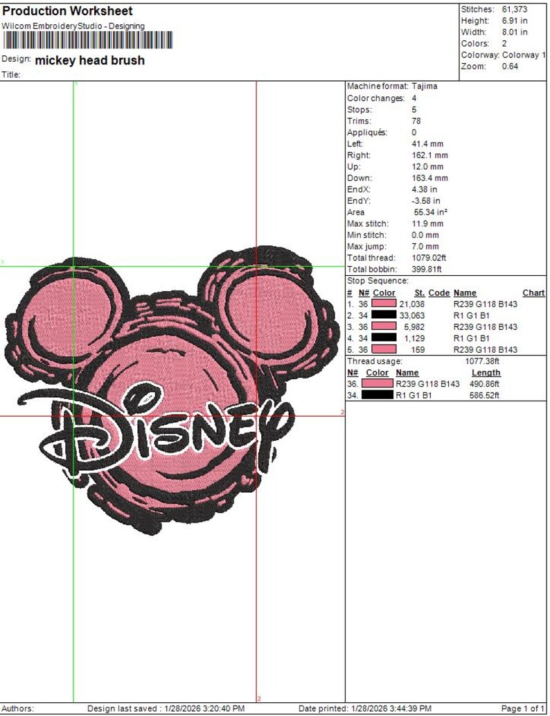 Mouse Head Brush Embroidery Design: Disney Embroidery File, (6 Sizes ...