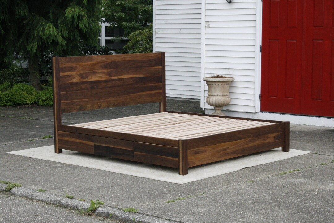 Ndrnv02 solid Hardwood Short Platform Bed With 6 Drawers & Head and ...