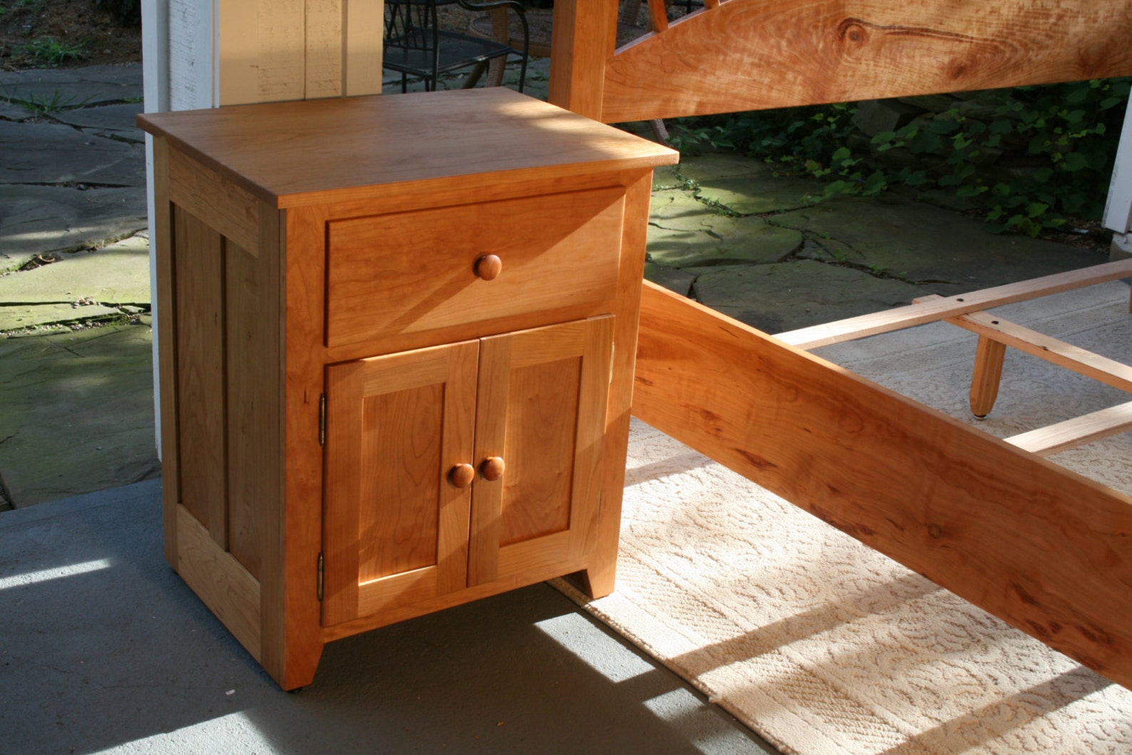 BT012B hardwood Bedside Cabinet1 Overlap Drawer 2 Doors - Etsy