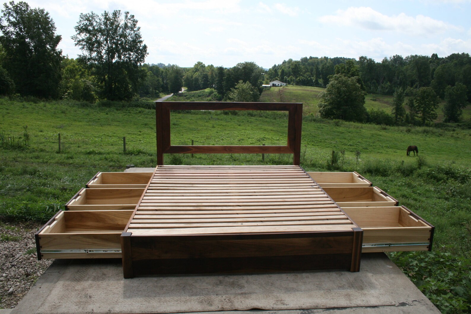 Ndrnv02b solid Hardwood Platform Bed With 6 Inset Drawers & | Etsy