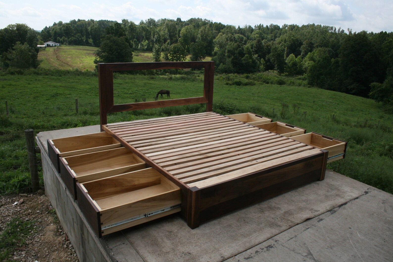 Ndrnv02b solid Hardwood Platform Bed With 6 Inset Drawers & | Etsy