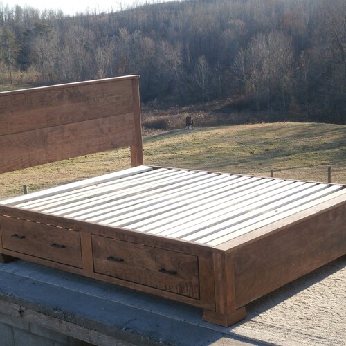 Ndrnv02b solid Hardwood Platform Bed With 6 Inset Drawers & - Etsy