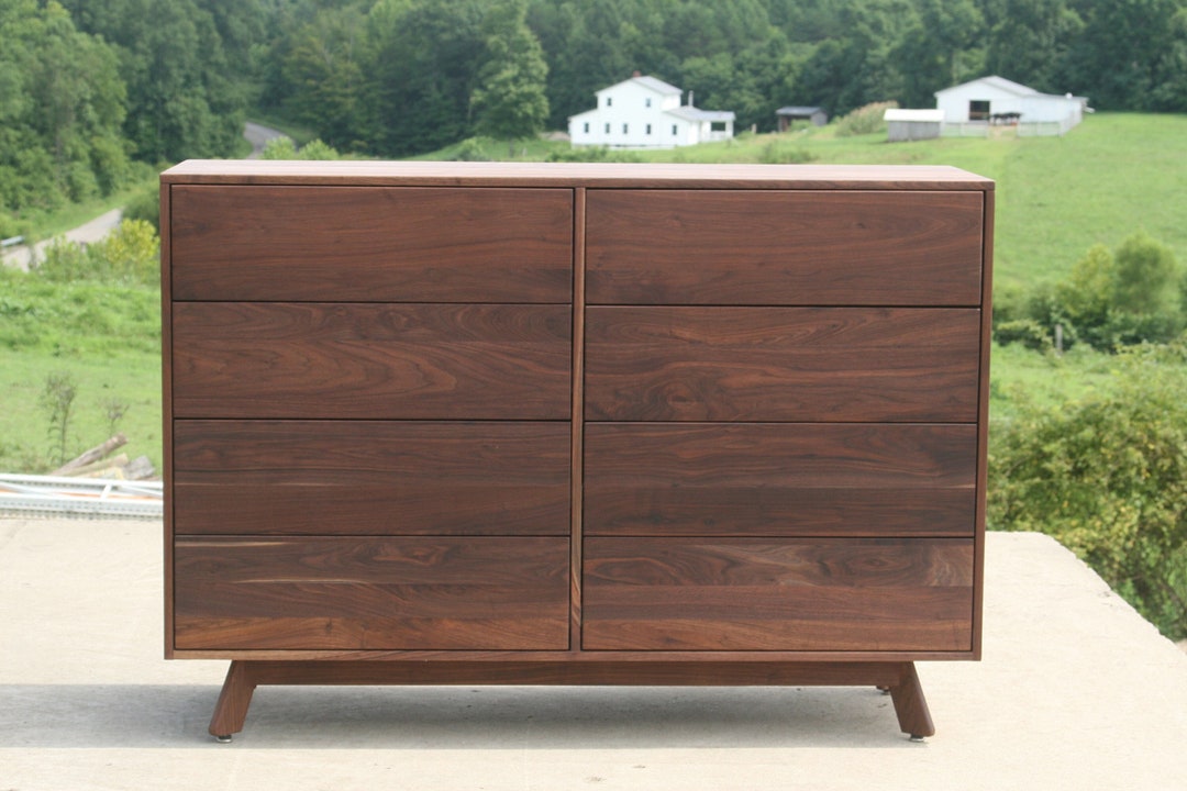 X8420fs +mid Century Modern Hardwood Dresser With 8 Inset Drawers, Flat ...
