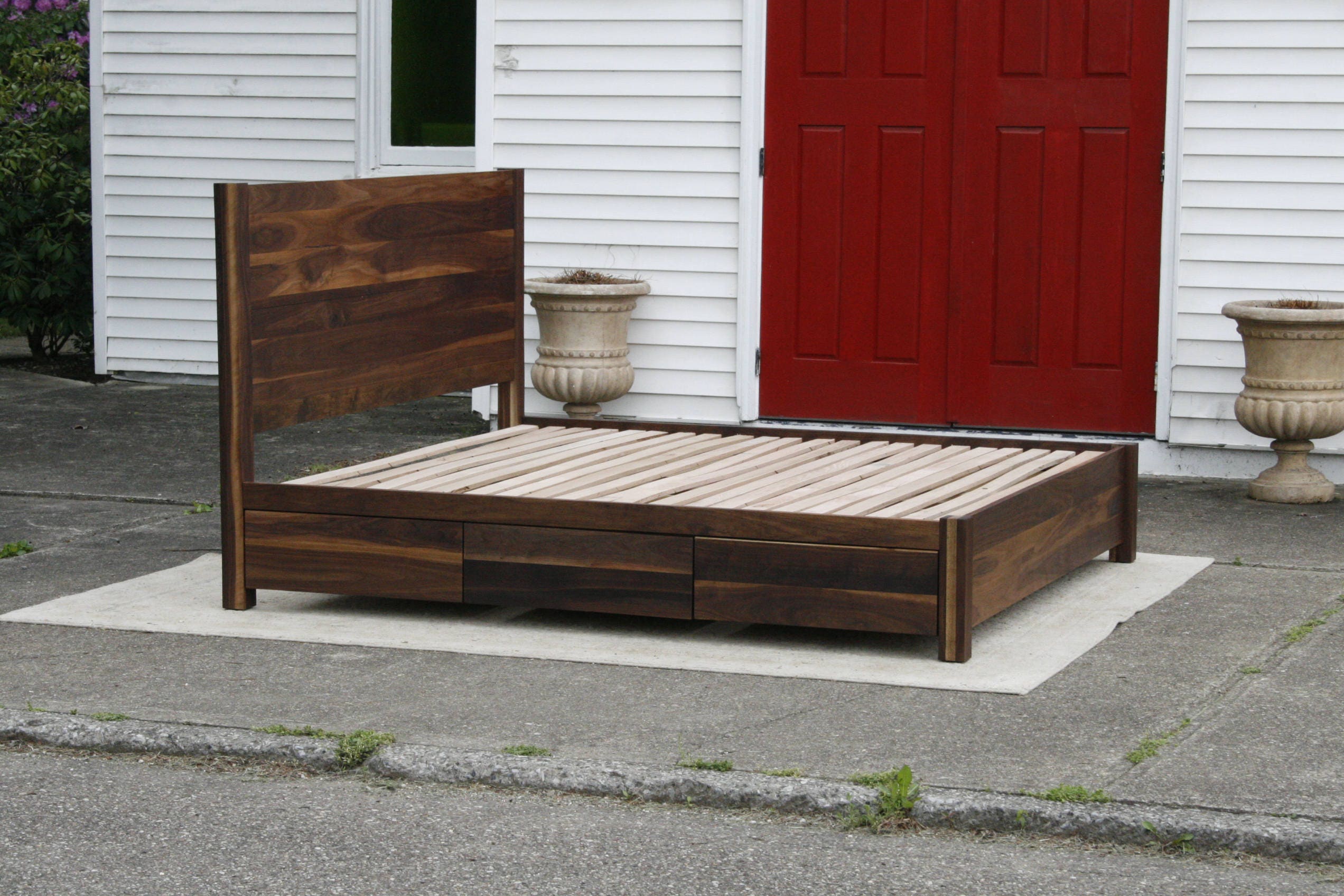 Ndrnv02 solid Hardwood Short Platform Bed With 6 Drawers & | Etsy