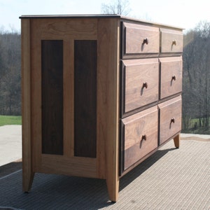 X6320o *hardwood 6 Drawer Dresser, Paneled Ends, Overlap Drawers ...