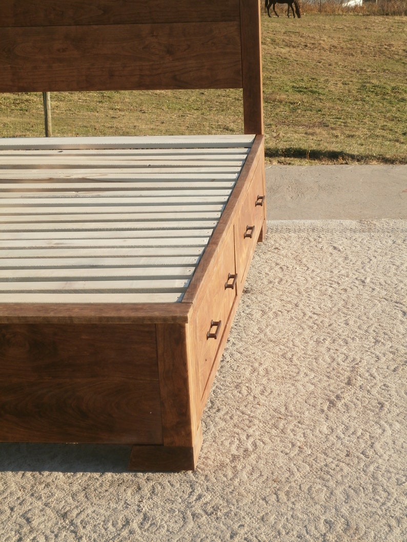 Ndrnv09 solid Hardwood Platform Bed With 4 Inset Drawers - Etsy
