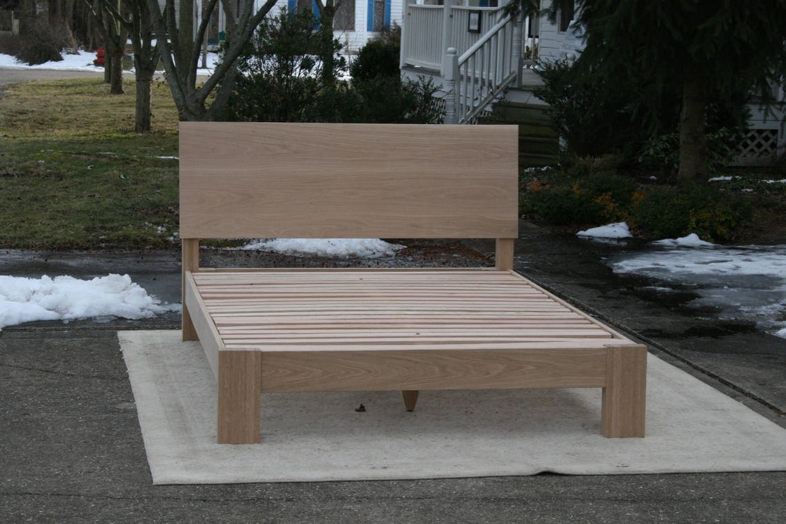 Ncrns03 solid Hardwood Bed With Slanted Head Board and Wide - Etsy