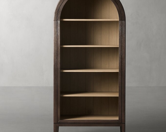 Zzcustom Britt Custom Red Oak Bookcase, Curved Top, 30" Wide by 14 ...