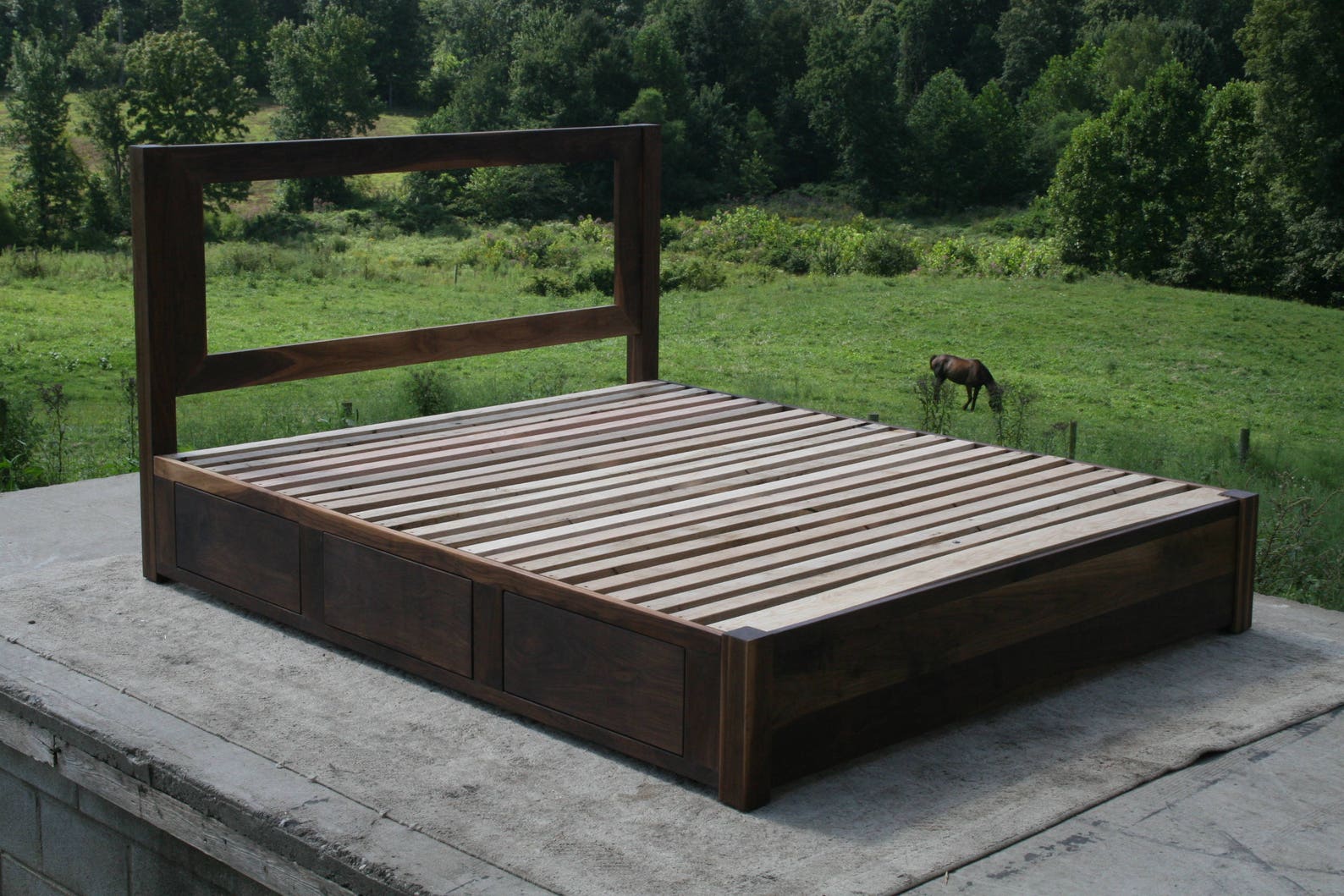 Ndrnv02b solid Hardwood Platform Bed With 6 Inset Drawers & | Etsy