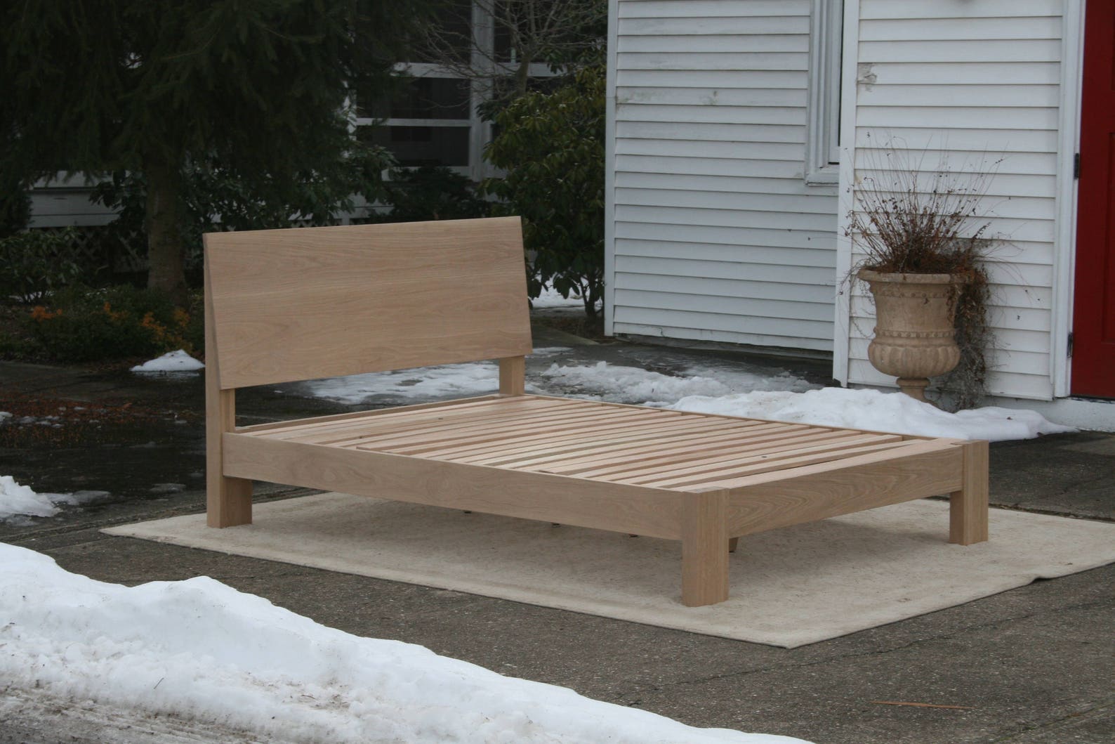 Ncrns03 solid Hardwood Bed With Slanted Head Board and Wide - Etsy