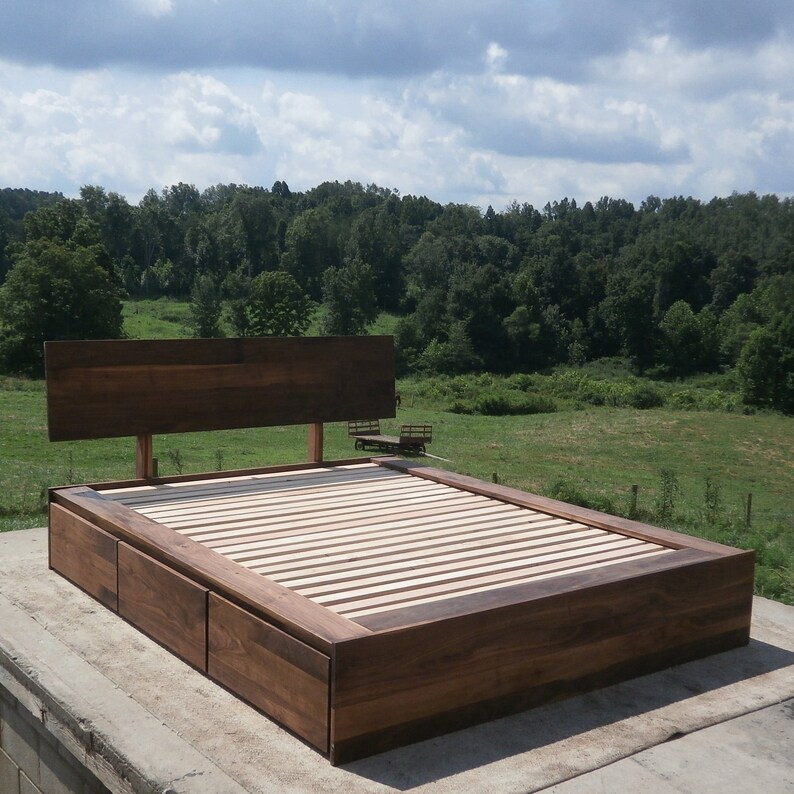 Ndfws01 solid Hardwood Low Platform Bed With Platform Side - Etsy