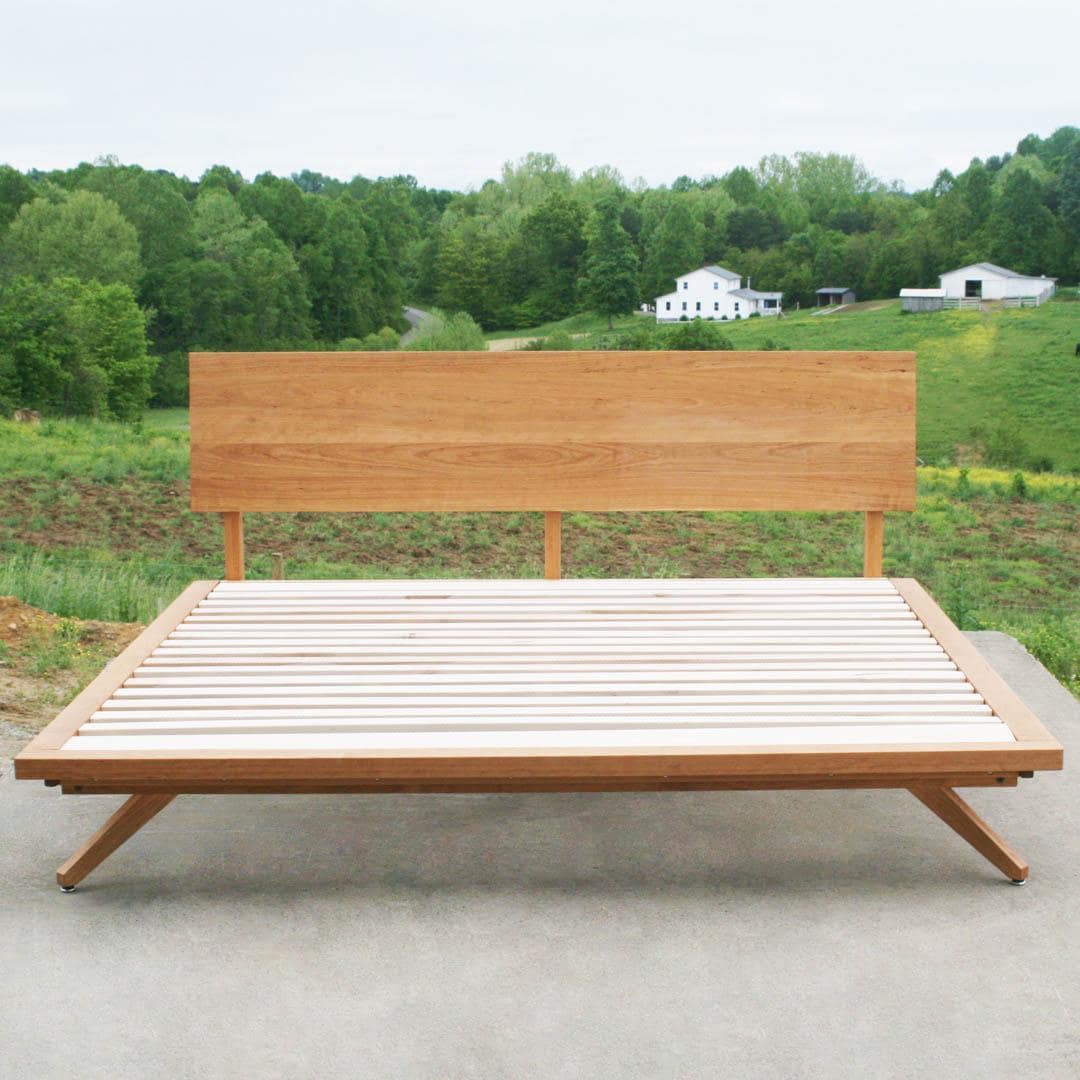 Ncrss01 +solid Hardwood Bed With Slanted Head Board, Thin Profile, and ...