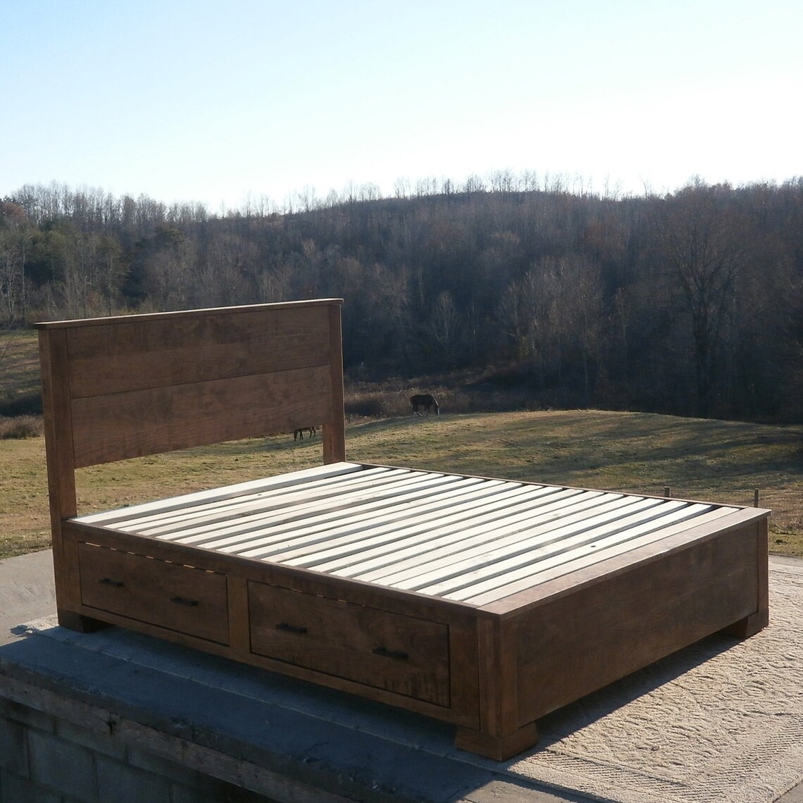 Ndrnv09 solid Hardwood Platform Bed With 4 Inset Drawers - Etsy