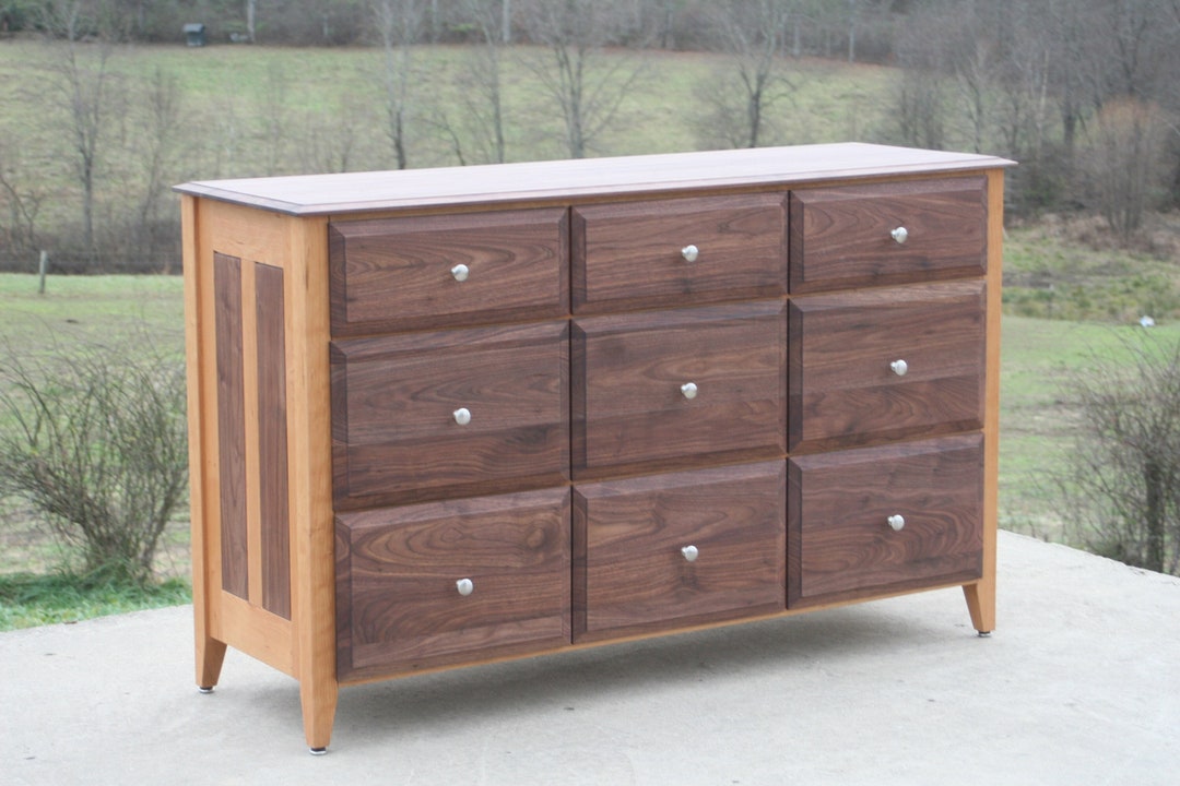 X9330o *hardwood 9 Drawer Dresser, Overlap Drawers, Paneled Sides ...