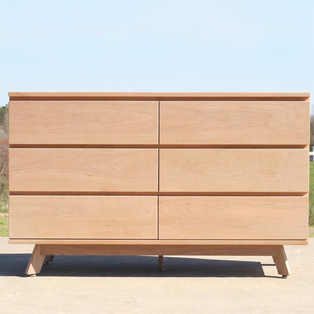 X6320as hardwood 6 Drawer Dresser, Flat Panels, Slanted Feet 60 Wide X ...