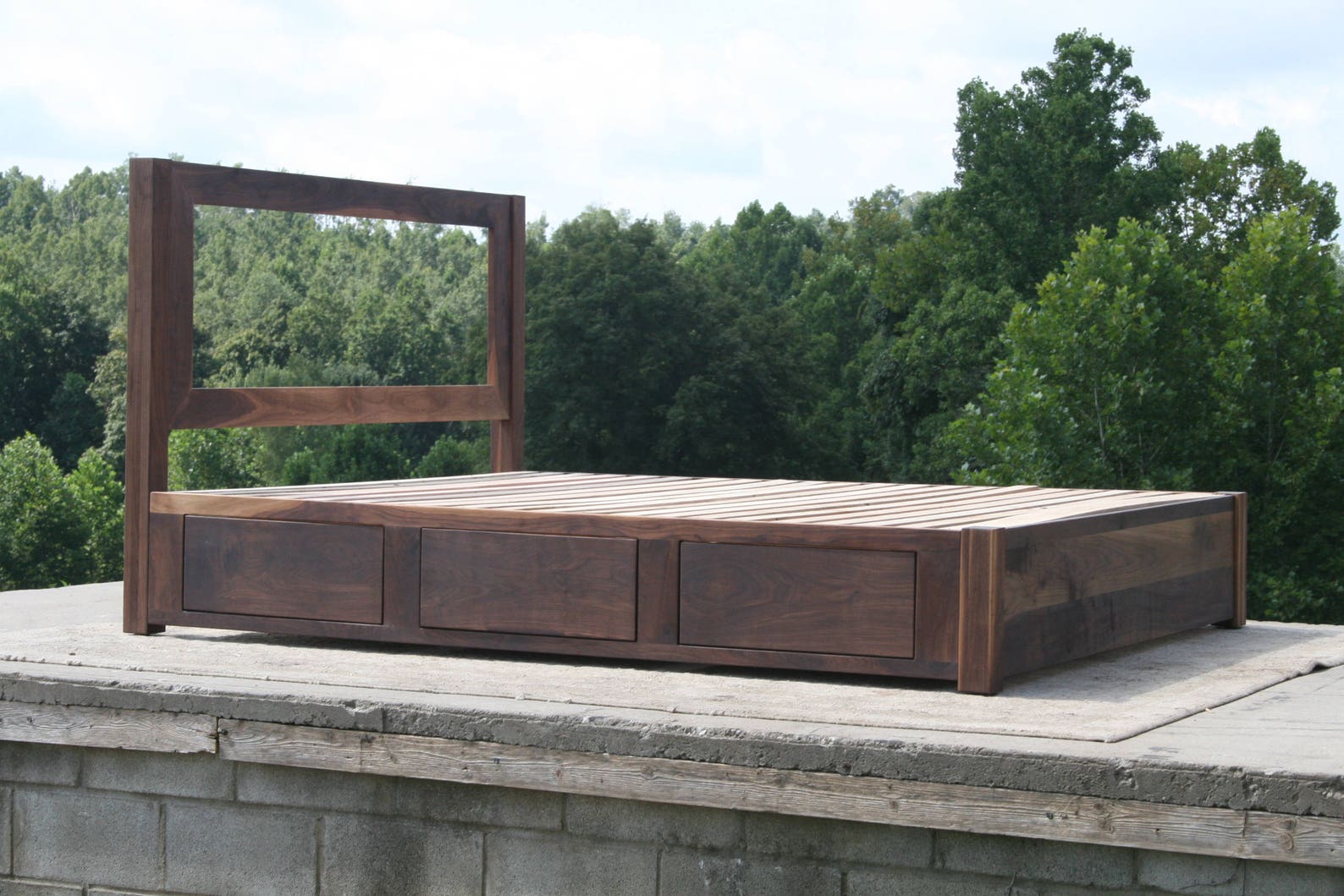 Ndrnv02b solid Hardwood Platform Bed With 6 Inset Drawers & | Etsy