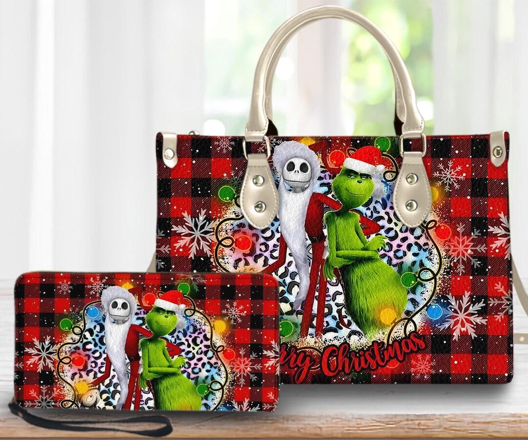 Grinch Christmas Leather Handbag, Grinch Women Bags, Grinch Lovers ...