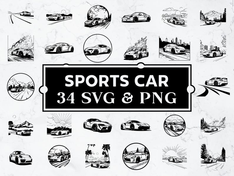 Sports Car SVG PNG Bundle, Racing Car Clipart, Cricut Cut Files - Etsy