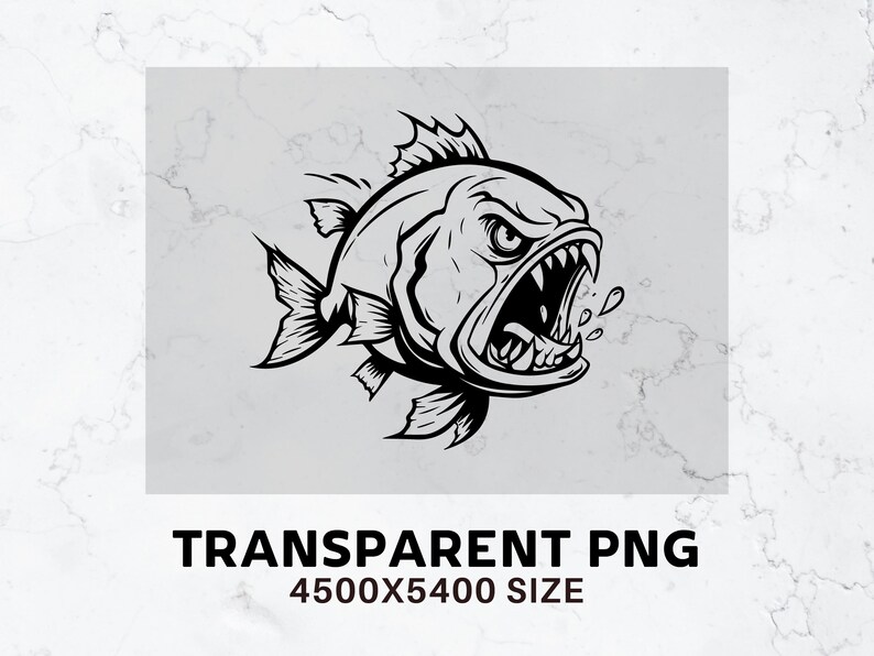 Piranha Silhouette SVG PNG Bundle, Fish Animal Clipart Vector, Cricut ...
