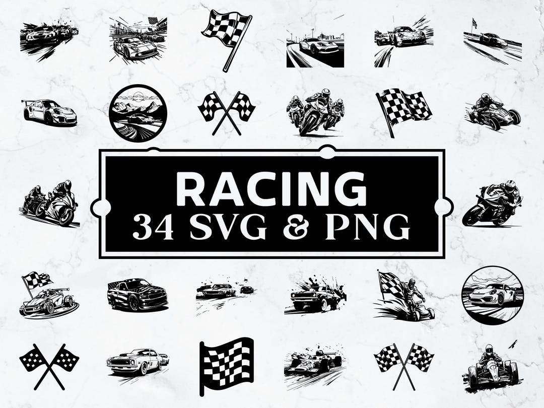 Racing Silhouette SVG PNG Bundle, Car Sport Clipart Vector, Cricut Cut ...