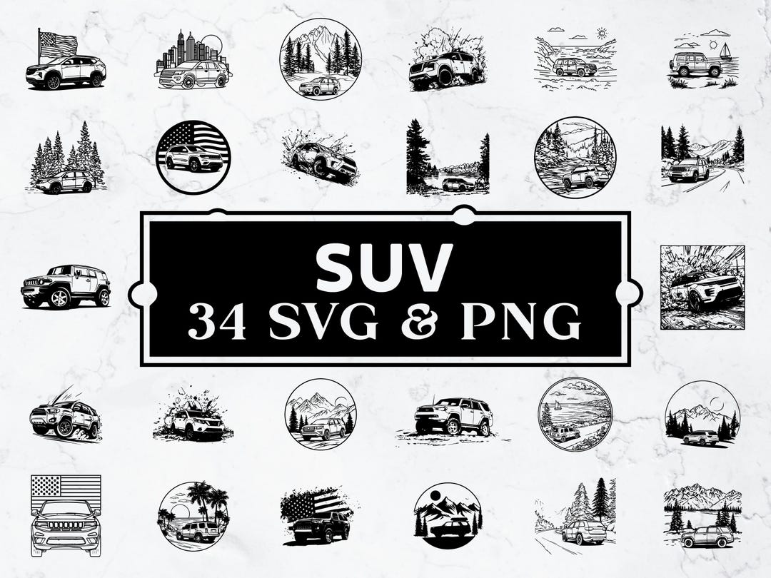 SUV Silhouette SVG PNG Bundle, off Road Vehicle Clipart, Cricut Cut ...