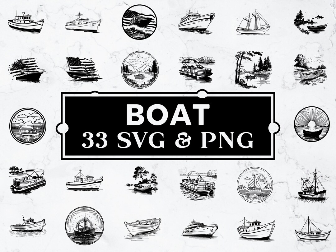 Boat SVG PNG Bundle | Sailboat & Motorboat Silhouette Vector | Cricut ...