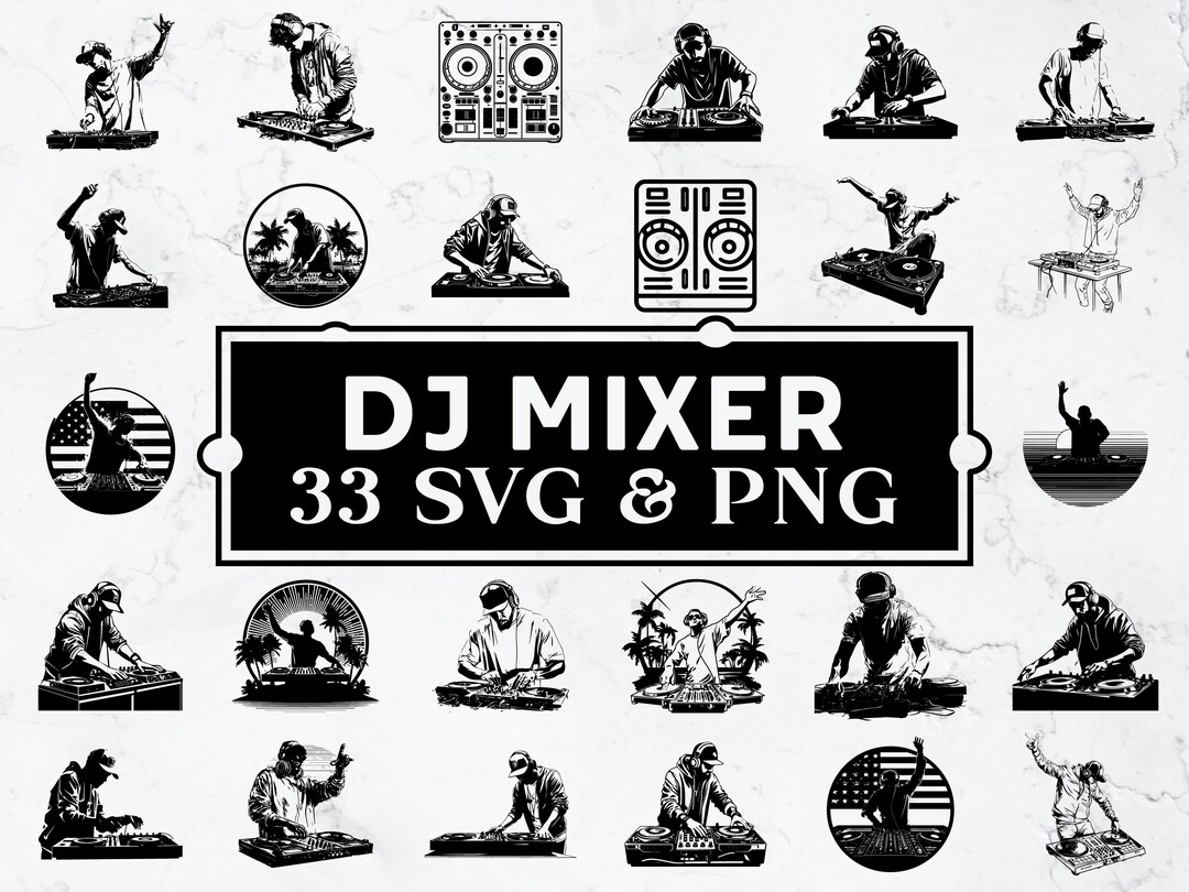 DJ Mixer Silhouette SVG PNG Bundle, Club Music Vector - Etsy